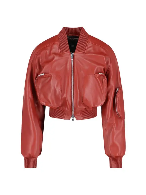 Phoebe Philo 100% Leather Zip-up Bomber Jacket - Rosso