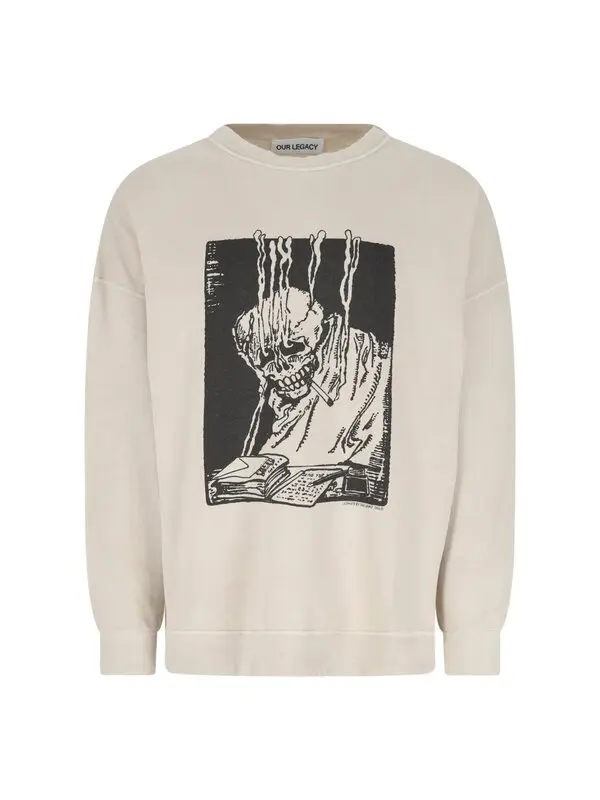 Our Legacy Fan Mail" Graphic Print Cotton-linen Sweatshirt - Beige