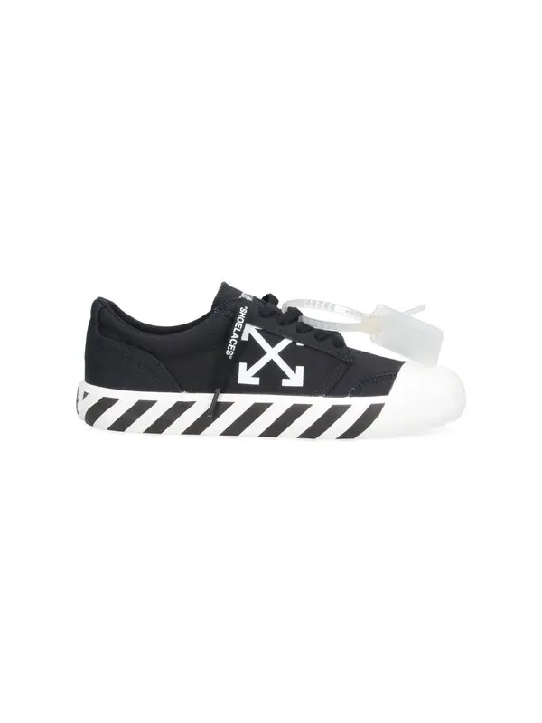 Off-White Cotton Upper Low-top Sneakers With Rubber Outsole