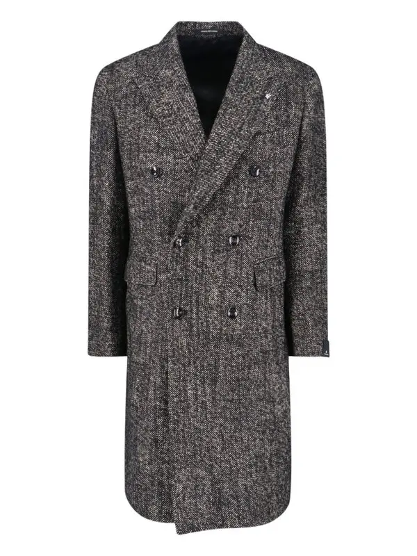 Tagliatore Double-breasted Textured Wool Blend Overcoat