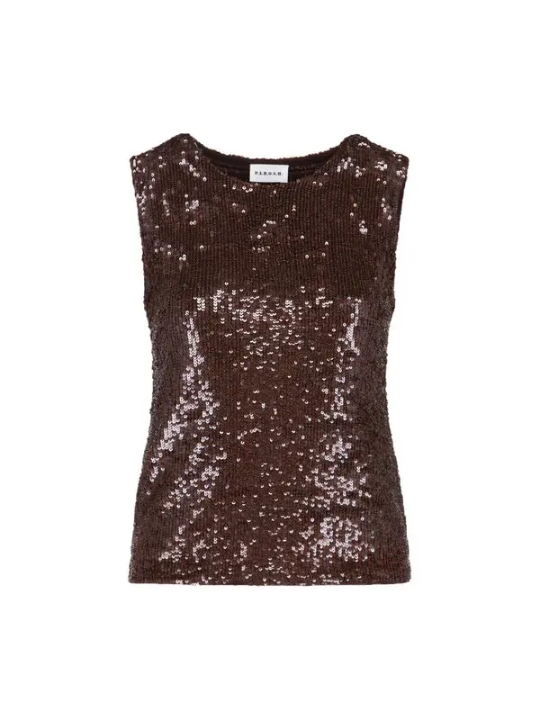 PAROSH Sleeveless Sequin Knit Top
