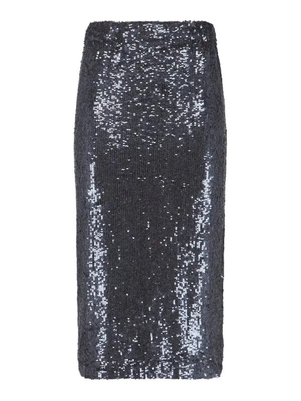 PAROSH Sequined Midi Skirt - Brown