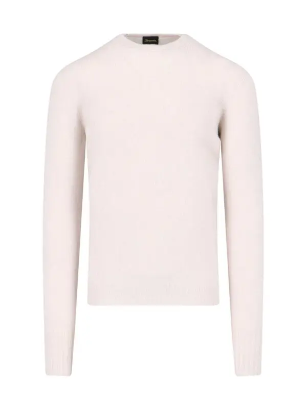 DRUMOHR 100% Cashmere Crew Neck Sweater - White