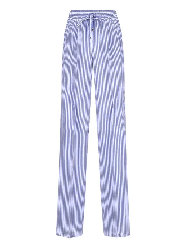 Kiton Striped Drawstring Wide-leg Pants - Blue