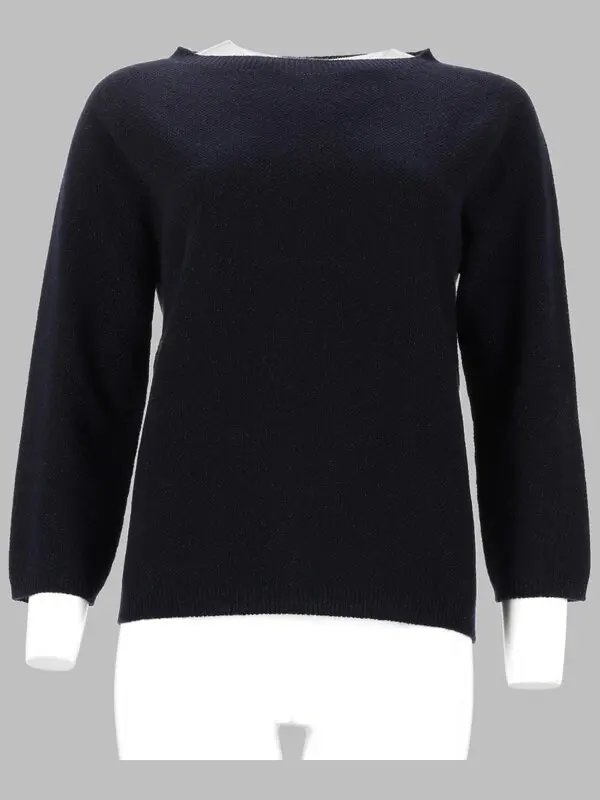 Fabiana Filippi Cashmere Blend Boatneck Knit Sweater - Blue