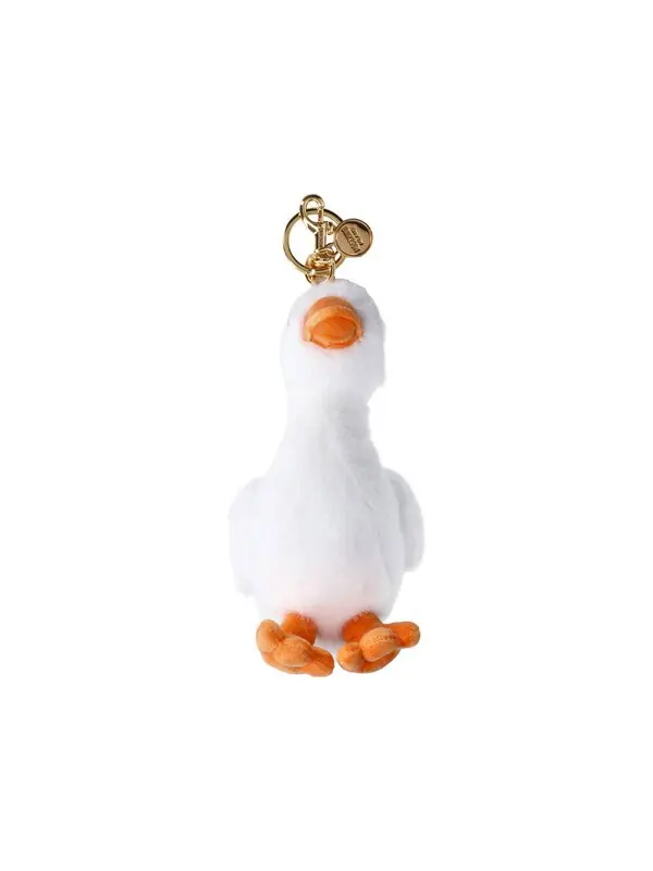 Moschino Mini Keychain Accessory In 100% Fabric - White