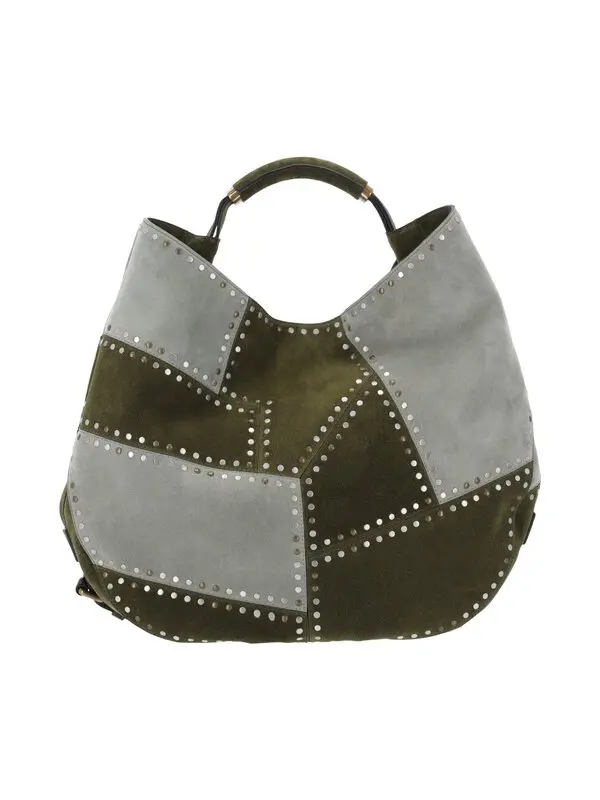 Moschino Leather Patchwork Hobo Bag With Stud Embellishments - Green