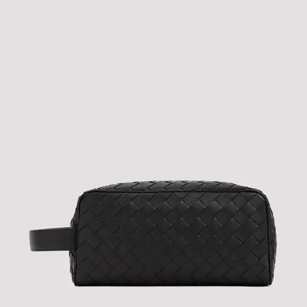 Bottega Veneta Mini Intrecciato Travel Pouch Handbag 26cm X 13cm X 9cm - Black