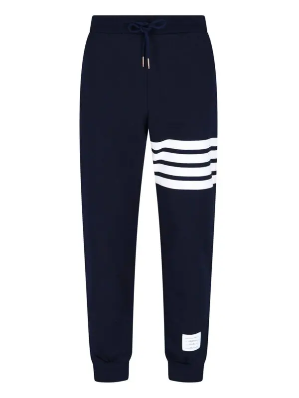 Thom Browne 100% Cotton Trousers With Signature Stripes - Blue