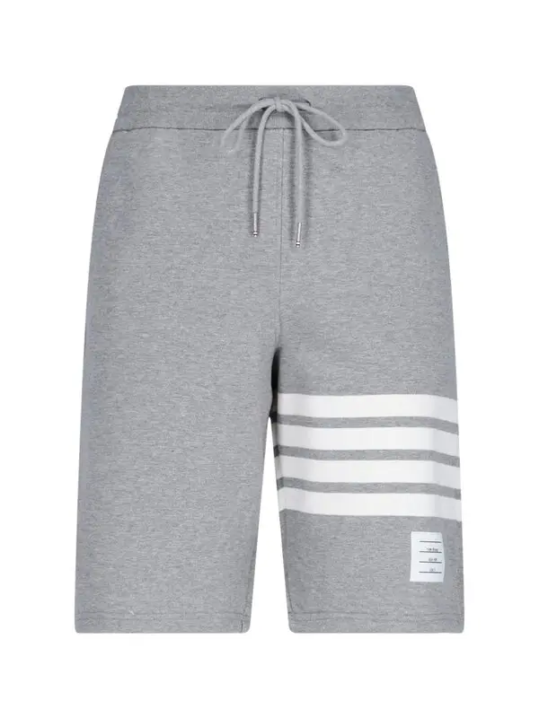 Thom Browne 100% Cotton Striped Shorts - Grey