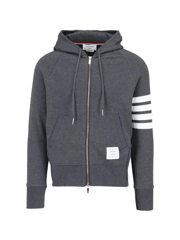 Thom Browne 100% Cotton Crewneck Sweater With Signature Striping - Grey