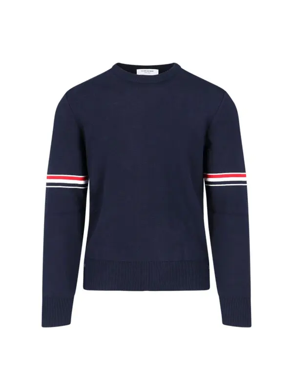 Thom Browne Crewneck Sweater With Sleeve Stripe Detail