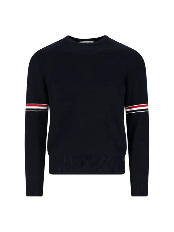 Thom Browne Crewneck Sweater With Sleeve Stripe Detail