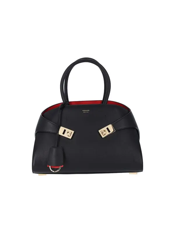 FERRAGAMO Luxury Calf Leather Shoulder Bag With Lamb Leather Lining