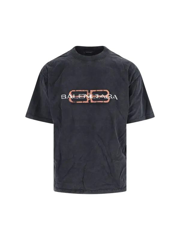 Balenciaga 100% Cotton Graphic T-shirt For - Black