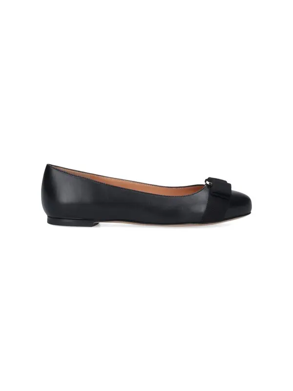 FERRAGAMO Leather Ballet Flat With Bow Detail