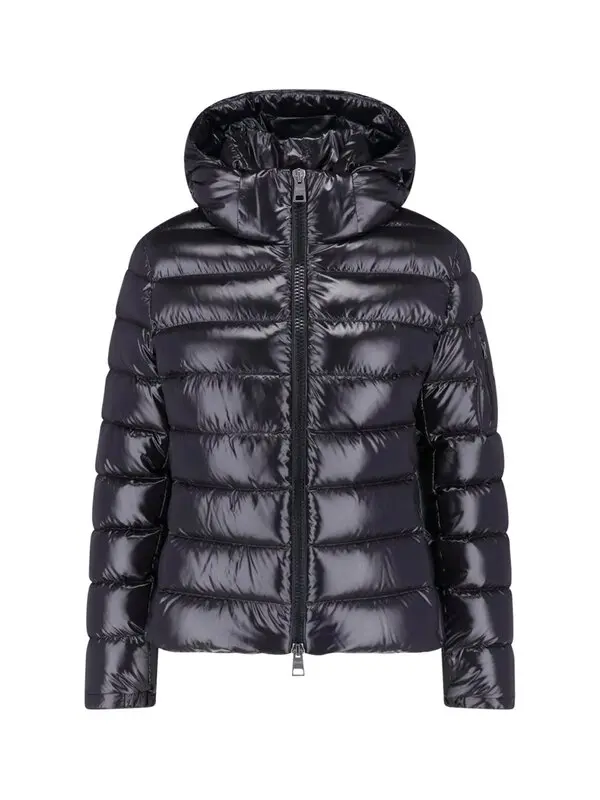 Herno Hooded Quilted Puffer Jacket With Contrast Sleeves - Black