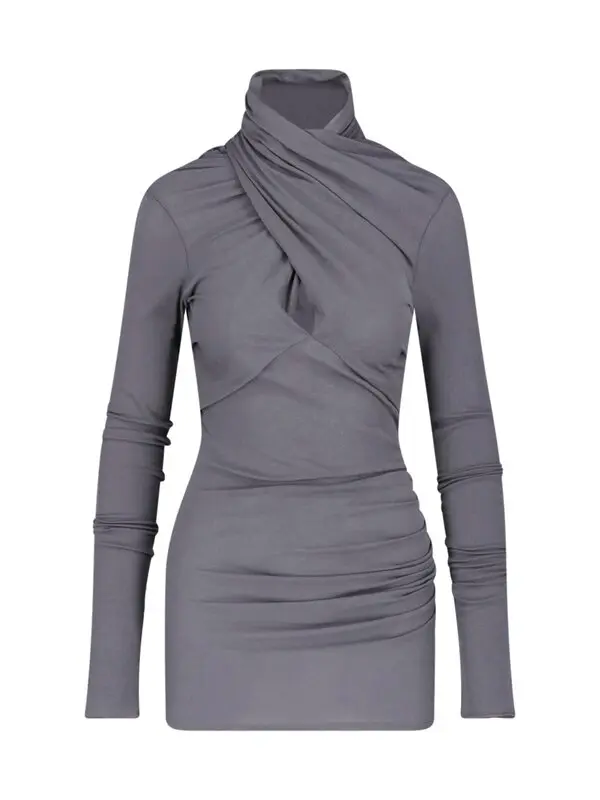 ENTIRE STUDIOS Draped Long Sleeve Mock Neck Mini Dress