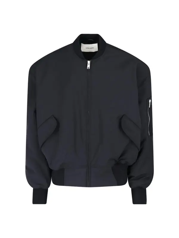 ENTIRE STUDIOS Wool-blend Stretch Bomber Jacket - Black