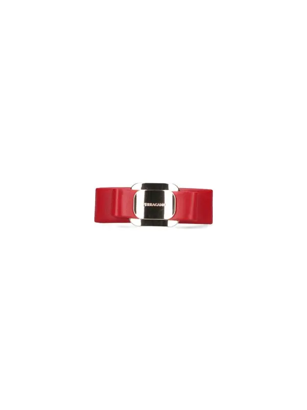 FERRAGAMO Calf Leather Bracelet With Brass And Plastic Accents - Red