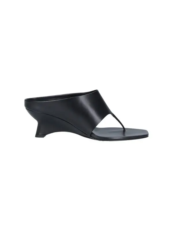 Khaite 100% Leather Wedge Thong Sandals