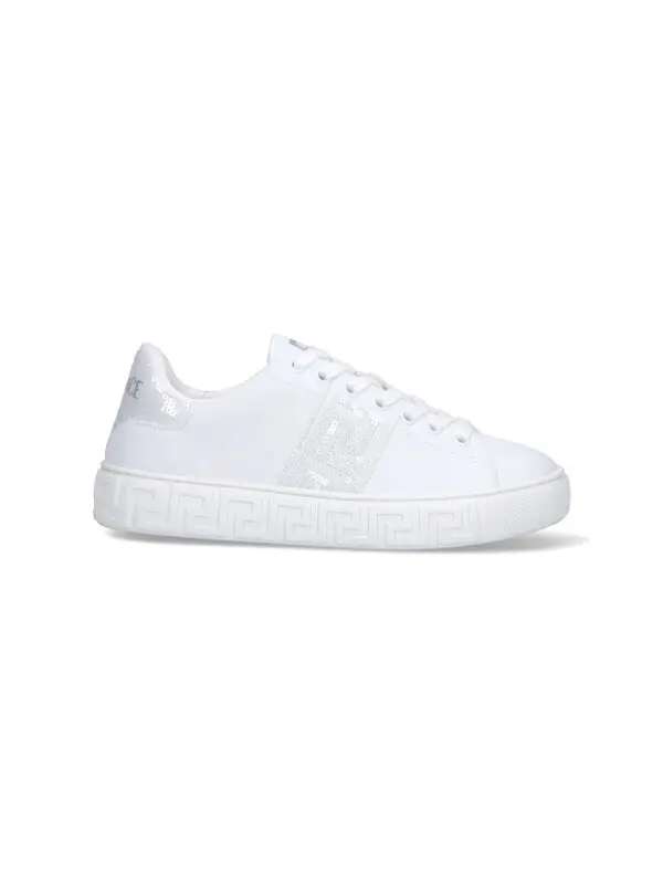 Versace Logo Sequin Sneakers - White