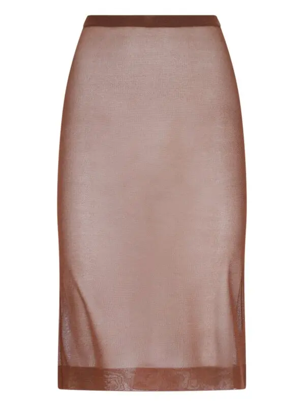 Saint Laurent Silk-blend Ruched Skirt - Brown