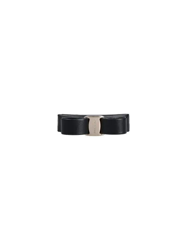 FERRAGAMO Calf Leather And Brass Accessory - Black
