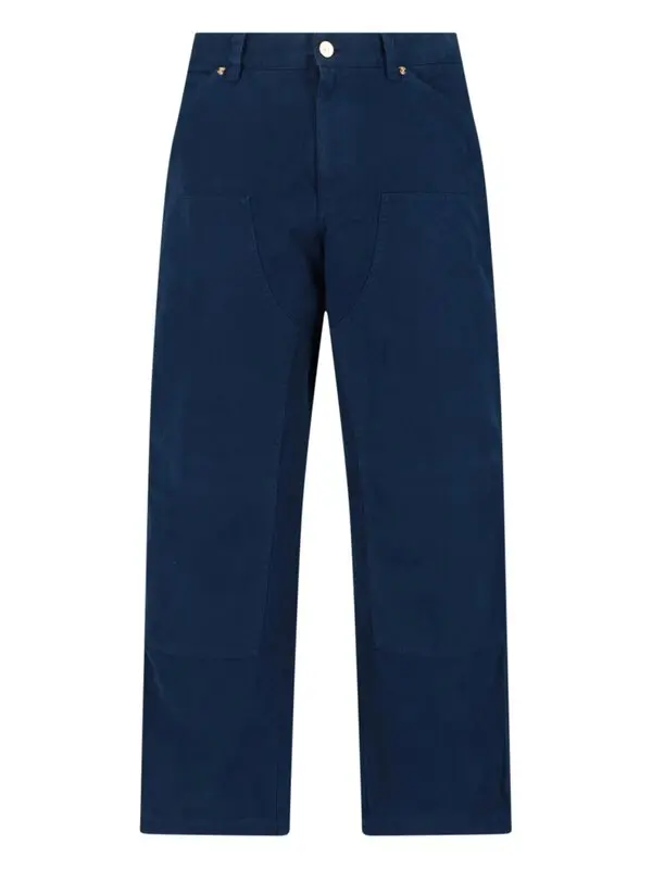 Versace Cotton Denim Jacket With Calf Leather Trim - Blue
