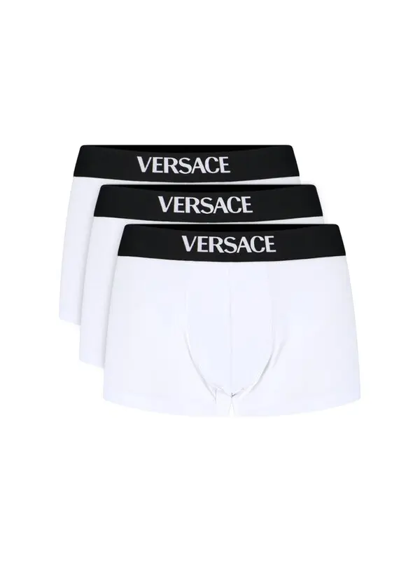 Versace Three-pack Stretch Cotton Boxer Briefs - White