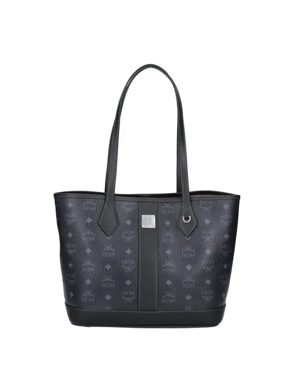 Mcm Polyurethane & Cotton Handbag With Cowhide Trim