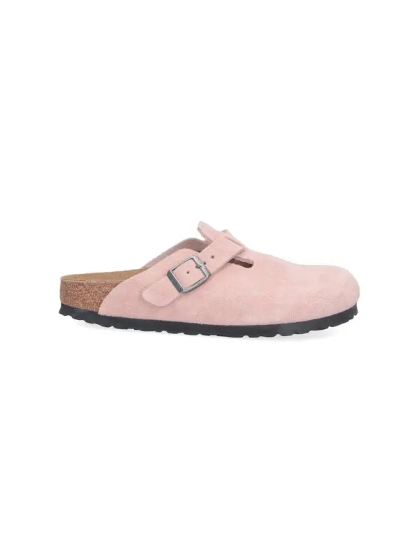 BIRKENSTOCK Suede Leather Sandals With Buckled Strap - Pink