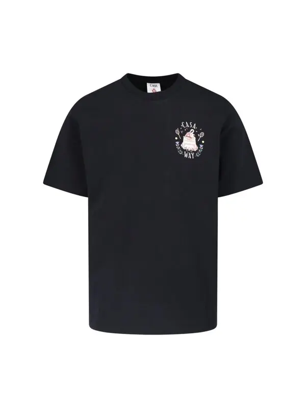 Casablanca 100% Organic Cotton Crewneck T-shirt - Black
