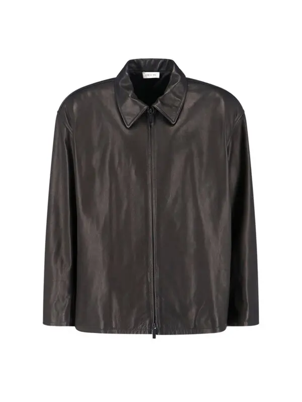 Fear Of God Calf Leather Zip-up Jacket - Black