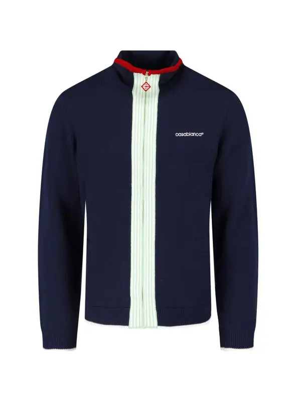 Casablanca Zip-up Knit Jacket With Contrast Paneling