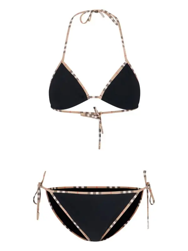 Burberry Halterneck Bikini With Check Edging