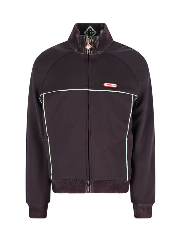 Casablanca Contrast Trim Zip-up Sweater - Violet