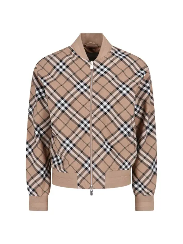 Burberry Checked Zip-up Bomber Jacket