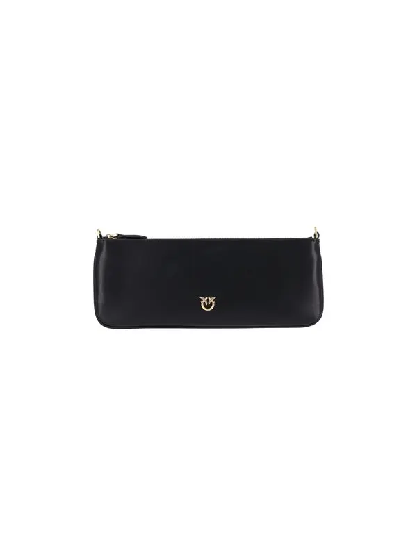 Pinko Quilted Leather Shoulder Bag With Gold Tone Hardware - Black