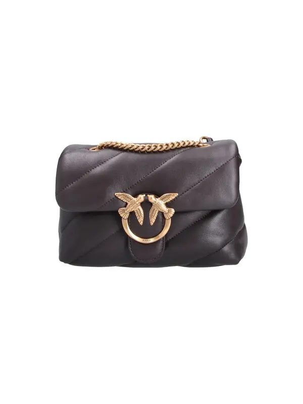 Pinko Leather Shoulder Bag With Clasp - Brown