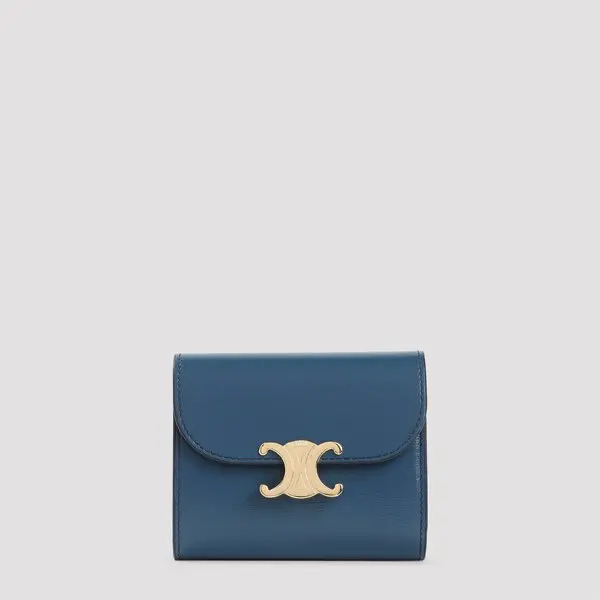 Celine Small Flap Wallet In 100% Calfskin Leather - Blue