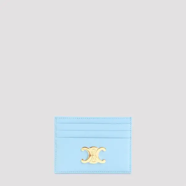 Celine Triomphe Signature Leather Card Holder 11cm X 8cm X 0.5cm - Blue