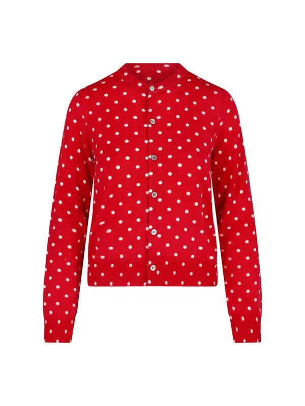 Comme Des Garçons Polka Dot Knit Cardigan - Red