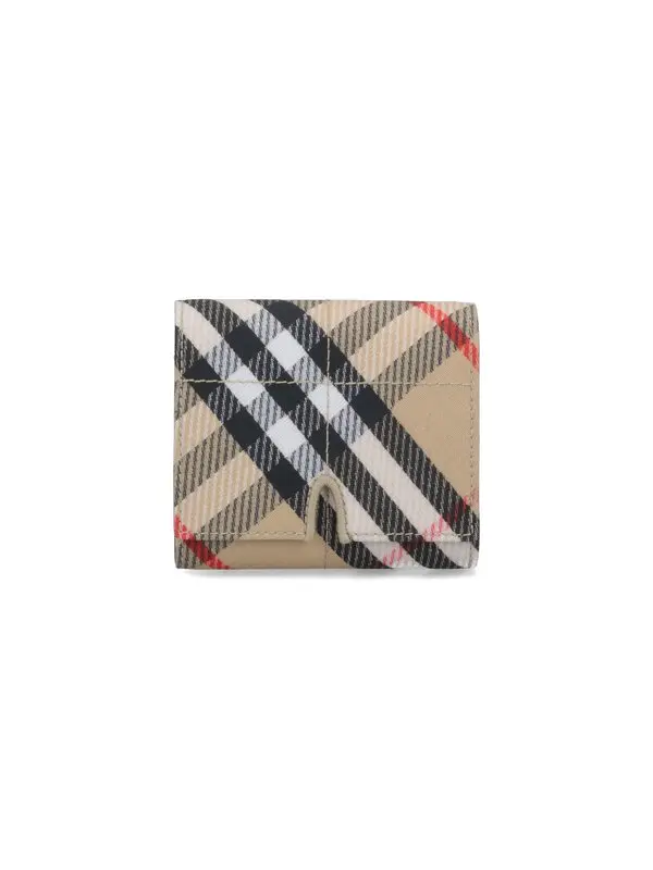 Burberry Mini Quilted Check Card Holder - Beige