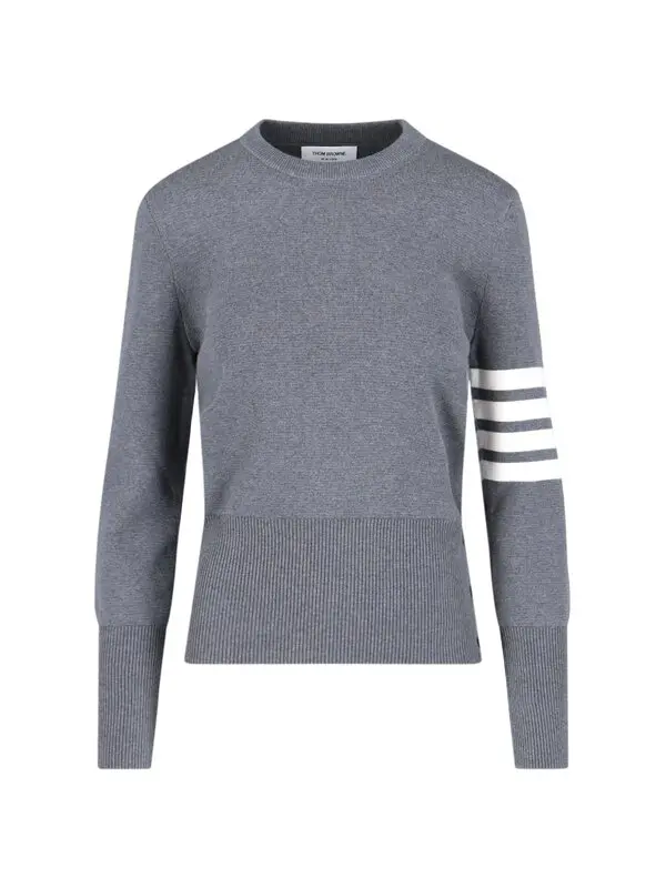 Thom Browne Crewneck Sweater With Signature Stripe Detail