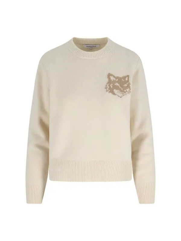 Maison Kitsuné 100% Wool Cardigan - White