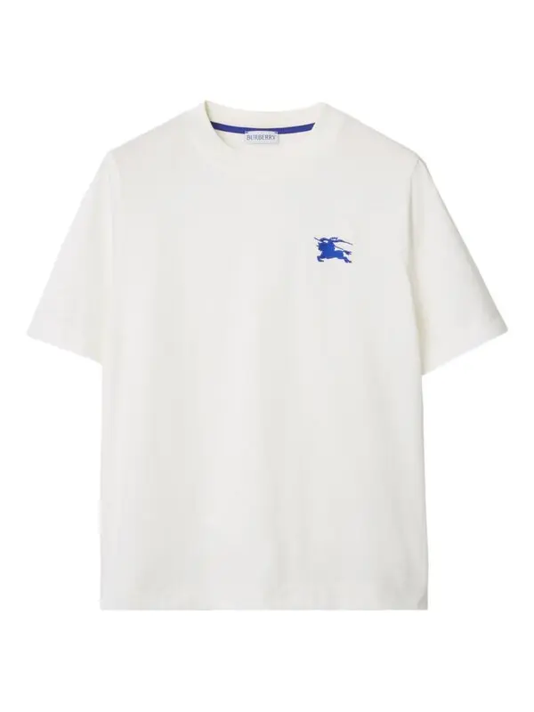 Burberry Rib-knit Neckline T-shirt With Equestrian Knight Design - White