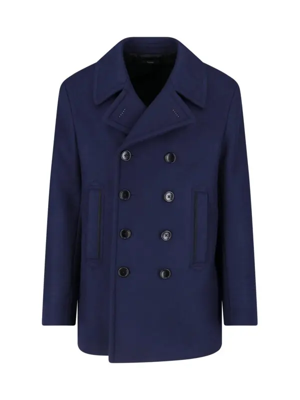 TOM FORD Double-breasted Wool Peacoat - Blue