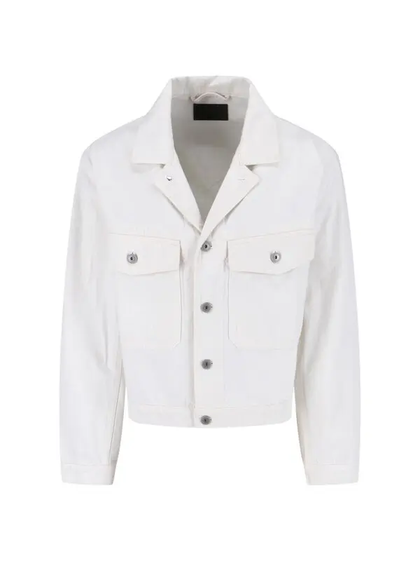 LEMAIRE 100% Cotton Jacket With Jacron Cowhide Details - White