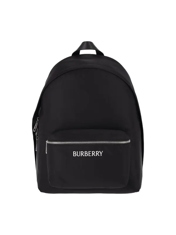 Burberry Nylon Backpack With Front Zip Pocket - Black